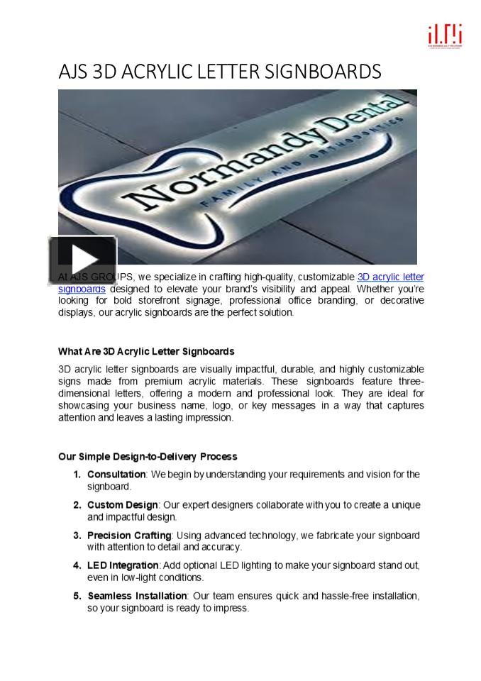 PPT – AJS 3D SIGNBOARDS PowerPoint presentation | free to download - id: 9c4f4d-YzdiN