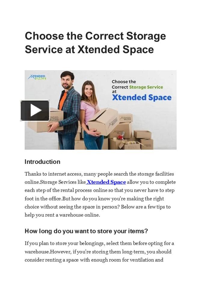 PPT – Choose the Correct Storage Service at Xtended Space PowerPoint presentation | free to ...