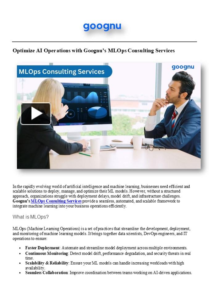PPT – Streamline Your AI Workflow with Goognus MLOps Consulting Services PowerPoint presentation ...