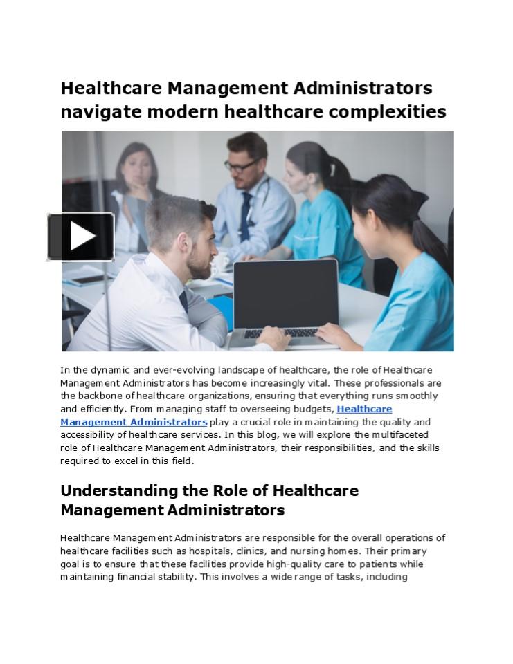 Effective Healthcare Management Administrators presentation | free to download