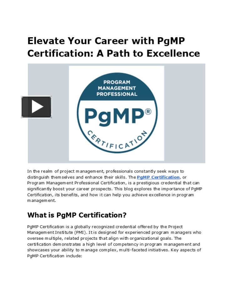 PPT – Achieve Success with PgMP Certification PowerPoint presentation | free to download - id ...