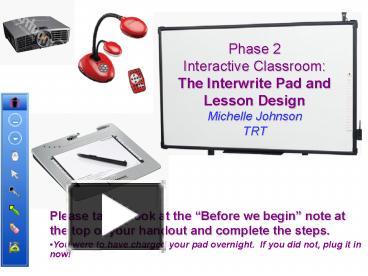 PPT – Phase 2 Interactive Classroom: The Interwrite Pad and Lesson Design Michelle Johnson TRT ...