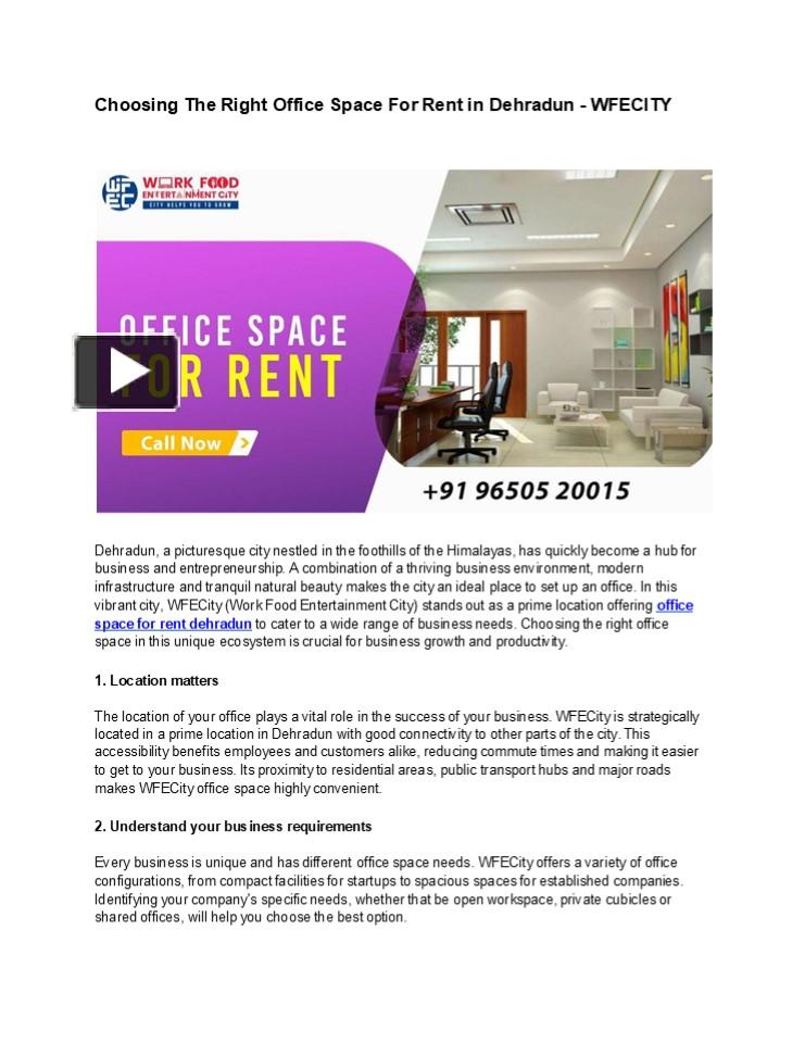 PPT – Choosing The Right Office Space For Rent in Dehradun - WFECITY PowerPoint presentation ...