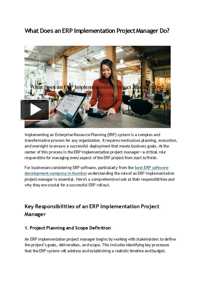 PPT – What Does an ERP Implementation Project Manager Do PowerPoint presentation | free to ...