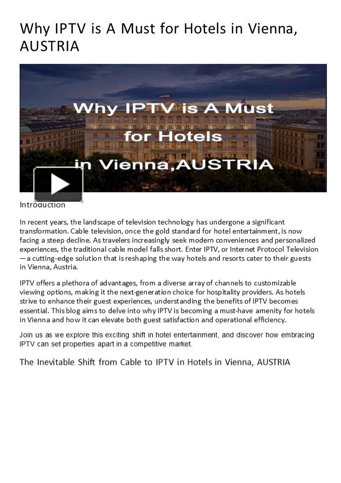 PPT – Why IPTV is A Must for Hotels in Vienna，AUSTRIA PowerPoint presentation | free to download ...