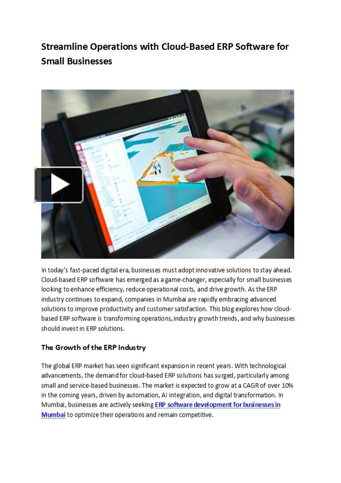 PPT – Streamline Operations with Cloud-Based ERP Software for Small Businesses (1) PowerPoint ...