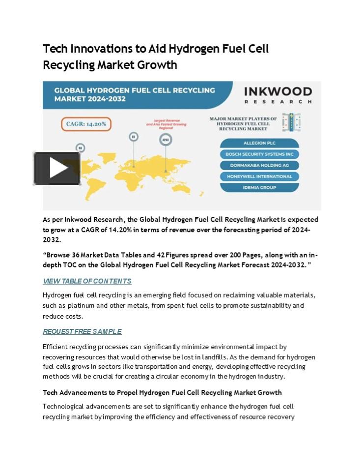 PPT – Tech Innovations to Aid Hydrogen Fuel Cell Recycling Market Growth PowerPoint presentation ...