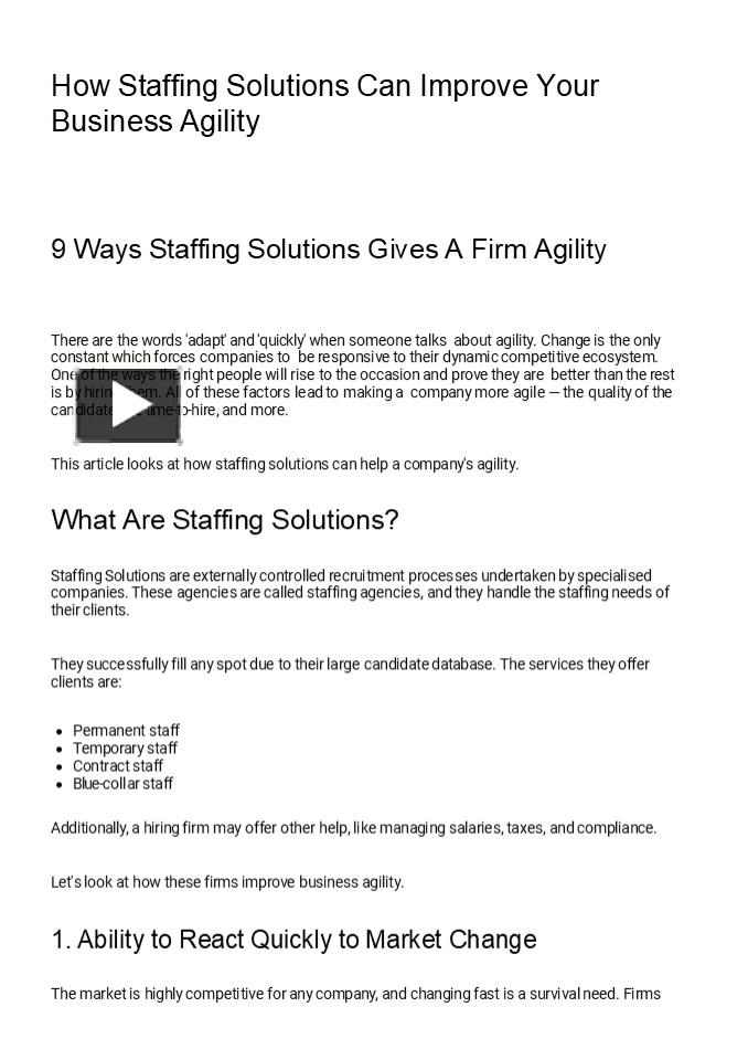 PPT – How Staffing Solutions Can Improve Your Business Agility PowerPoint presentation | free to ...