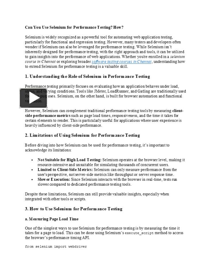 Ppt Can You Use Selenium For Performance Testing How Powerpoint Presentation Free To