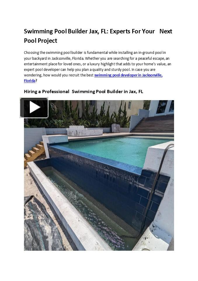 PPT – Swimming Pool Builder Jax, FL: Experts For Your Next Pool Project PowerPoint presentation ...