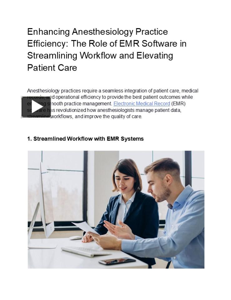 Enhancing Anesthesiology Practice Efficiency: The Role of EMR Software in Streamlining Workflow ...