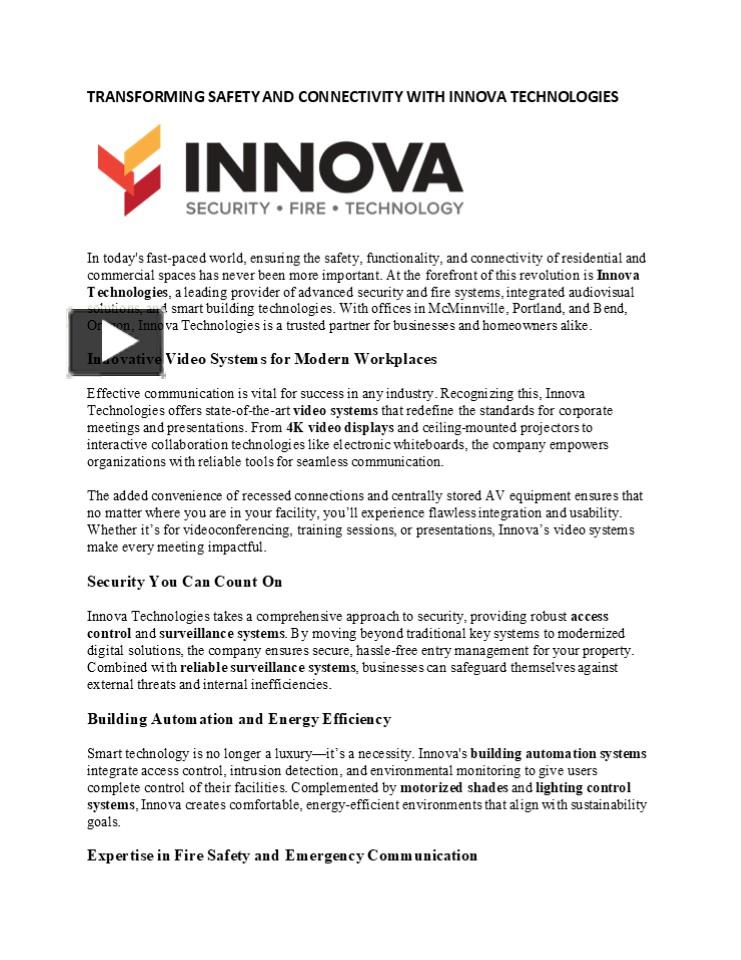 PPT – Commercial Security & Fire Protection | Innova NW PowerPoint presentation | free to ...