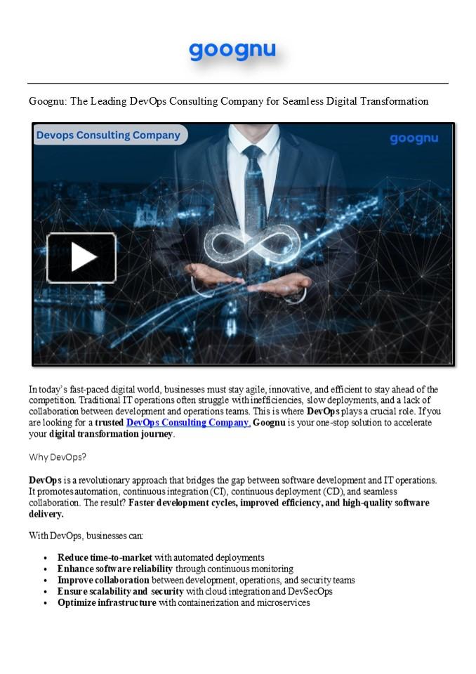 PPT – Goognu: Revolutionizing Software Development with Devops Consulting Company PowerPoint ...