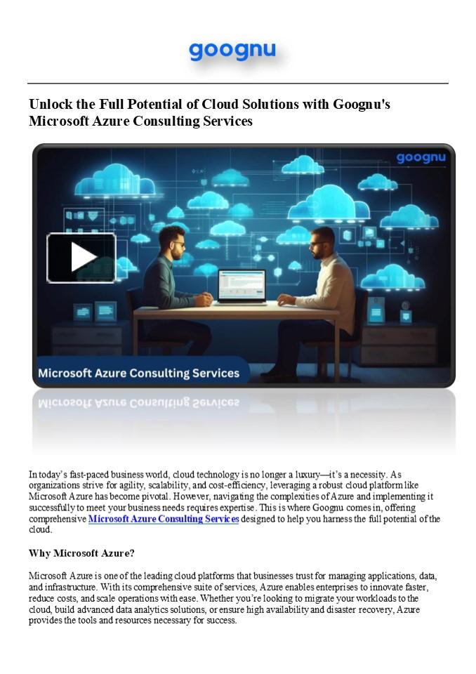 PPT – Goognu: Optimize, Scale, Succeed with Microsoft Azure Consulting Services PowerPoint ...