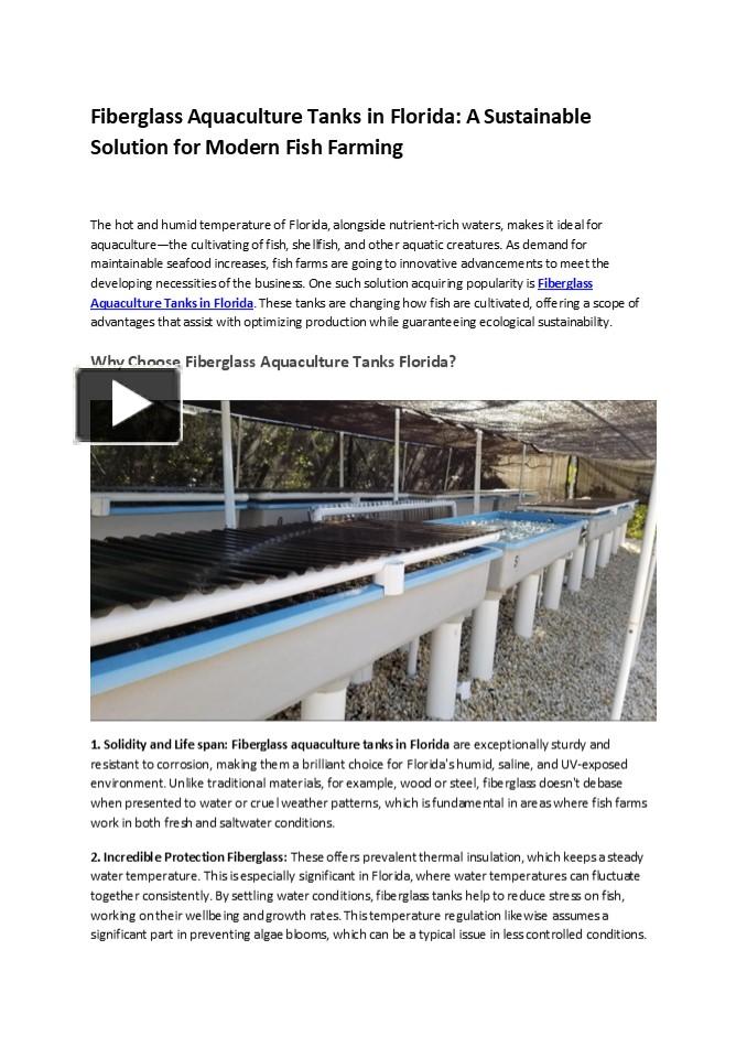 PPT – Fiberglass Aquaculture Tanks in Florida: A Sustainable Solution ...