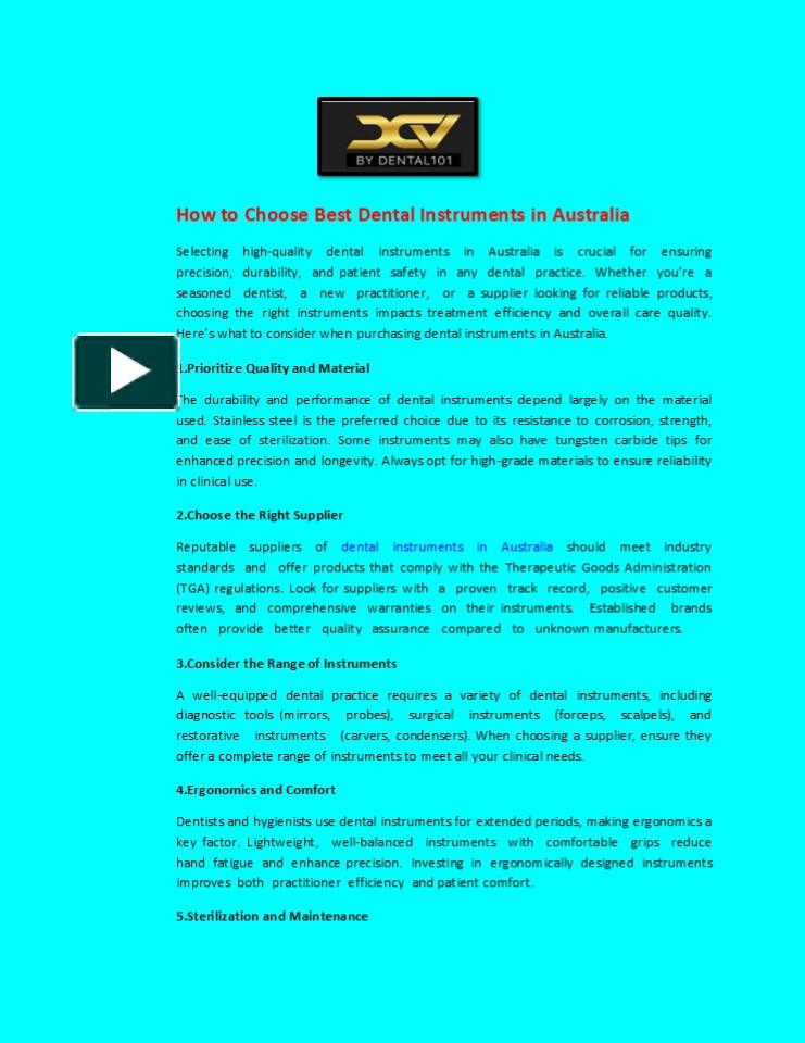 PPT – How to Choose Best Dental Instruments in Australia PowerPoint presentation | free to ...