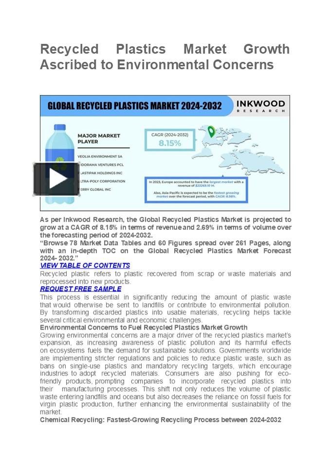PPT – Recycled Plastics Market Growth Ascribed to Environmental Concerns PowerPoint presentation ...