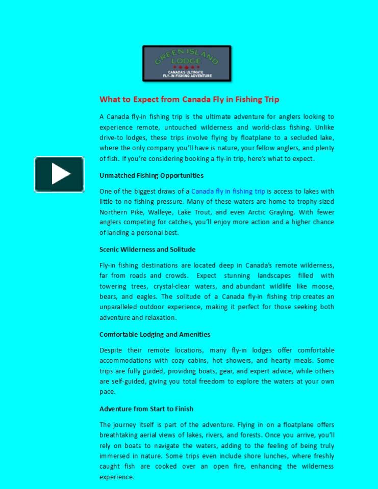 PPT – What to Expect from Canada Fly in Fishing Trip PowerPoint ...