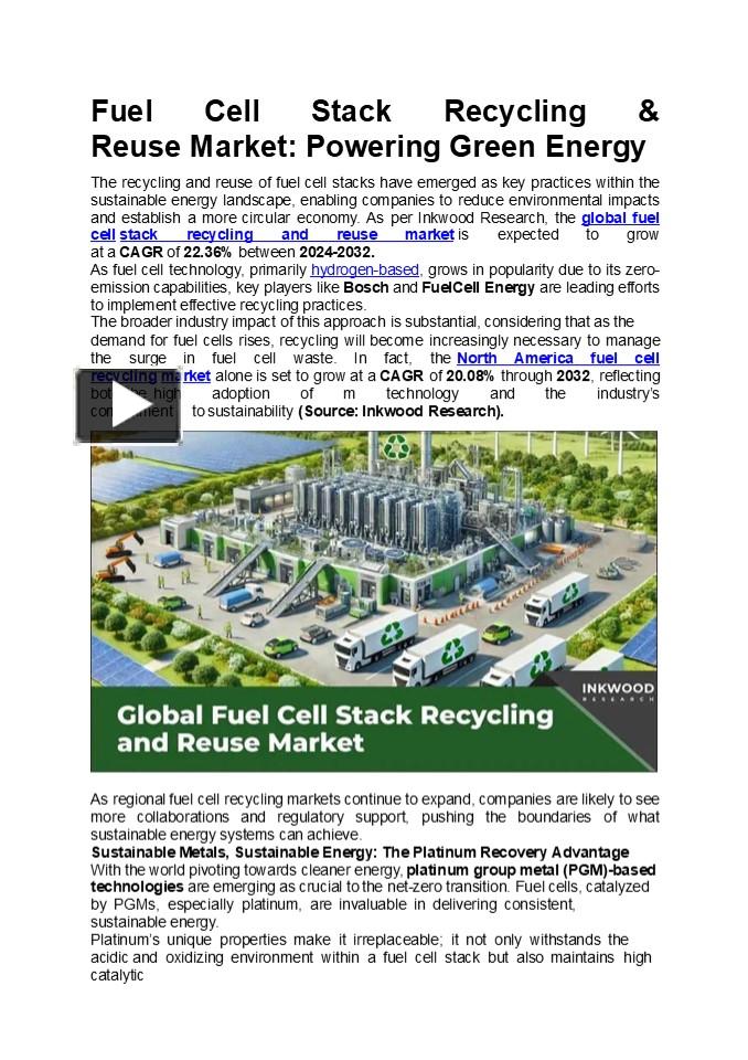 PPT – Fuel Cell Stack Recycling & Reuse Market: Powering Green Energy PowerPoint presentation ...