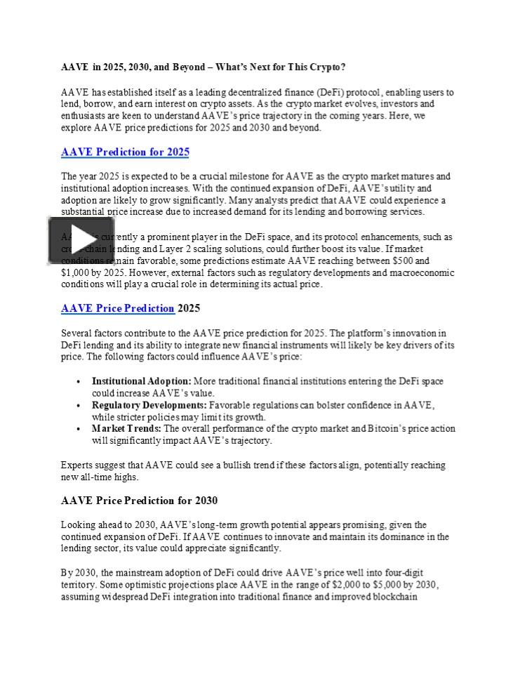 PPT – AAVE's Future in DeFi: Long-Term Price Forecasts for 2025-2050 PowerPoint presentation ...