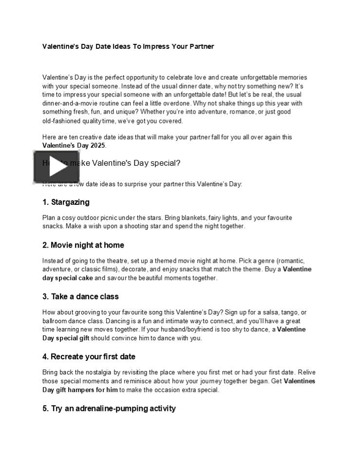 PPT – Valentine’s Day Date Ideas To Impress Your Partner PowerPoint presentation | free to ...