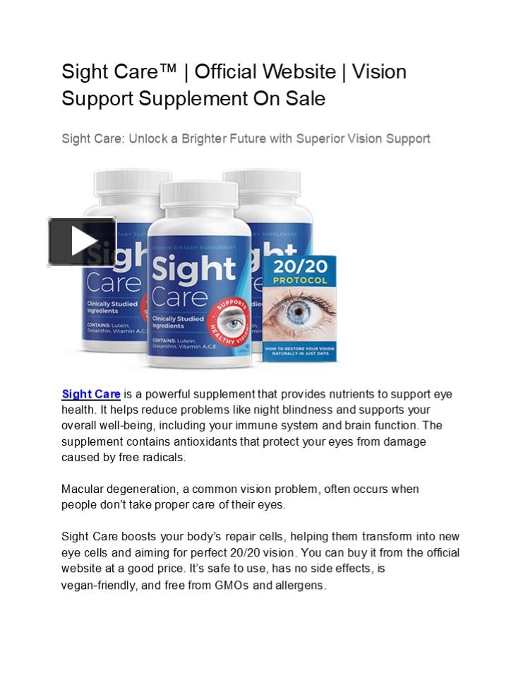 Sight Care™ | Official Website | Vision Support Supplement On Sale presentation | free to download
