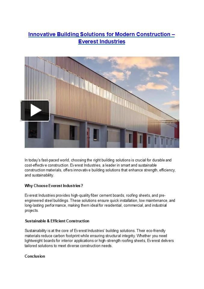 PPT – Innovative Building Solutions for Modern Construction – Everest Industries PowerPoint ...