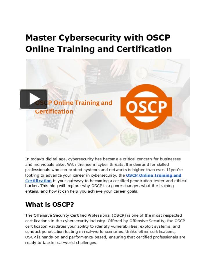 PPT – Master Cybersecurity with OSCP Online Training & Certification PowerPoint presentation ...