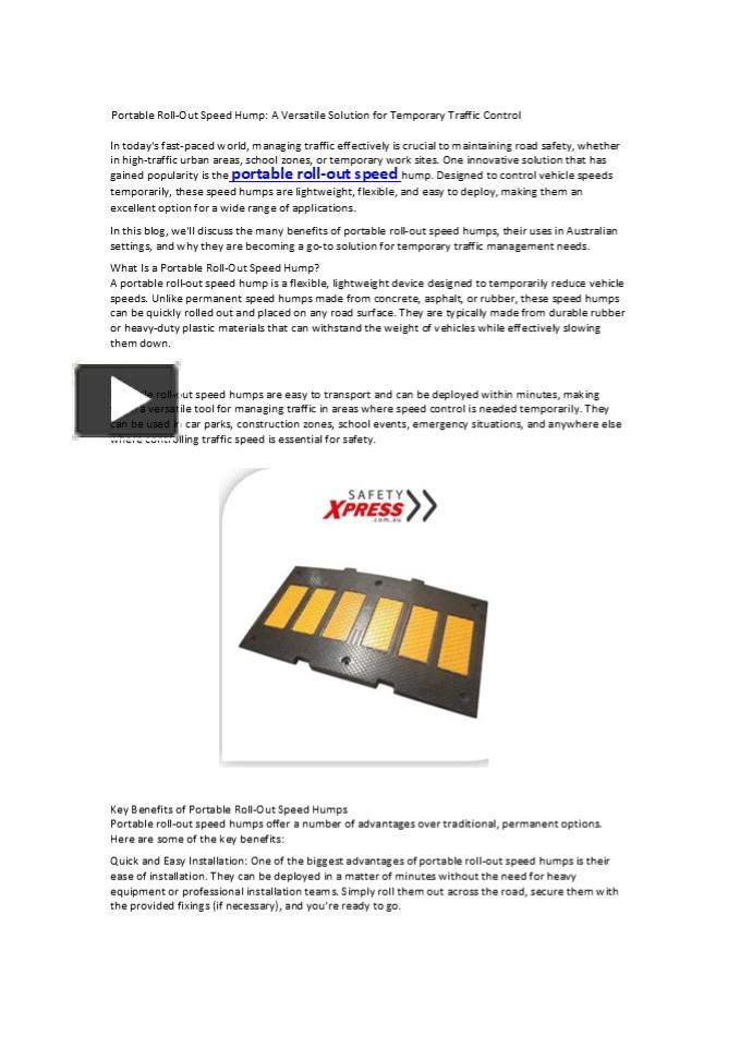 PPT – Portable Roll-Out Speed Hump: A Versatile Solution for Temporary Traffic Control ...