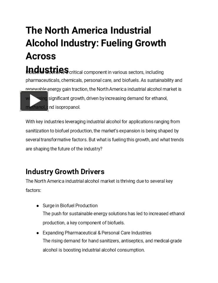 PPT – The North America Industrial Alcohol Industry: Fueling Growth ...