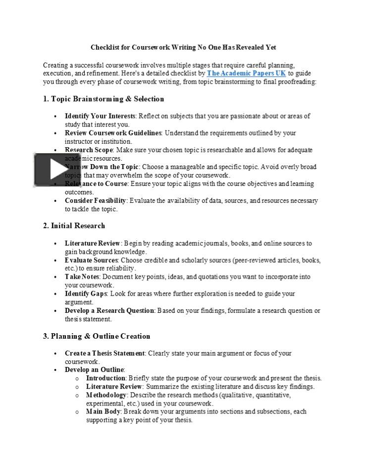 PPT – Checklist for Coursework Writing No One Has Revealed Yet ...