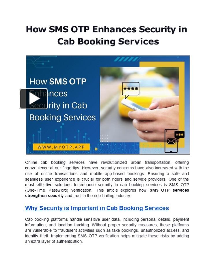 PPT – How SMS OTP Enhances Security in Cab Booking Services PowerPoint presentation | free to ...