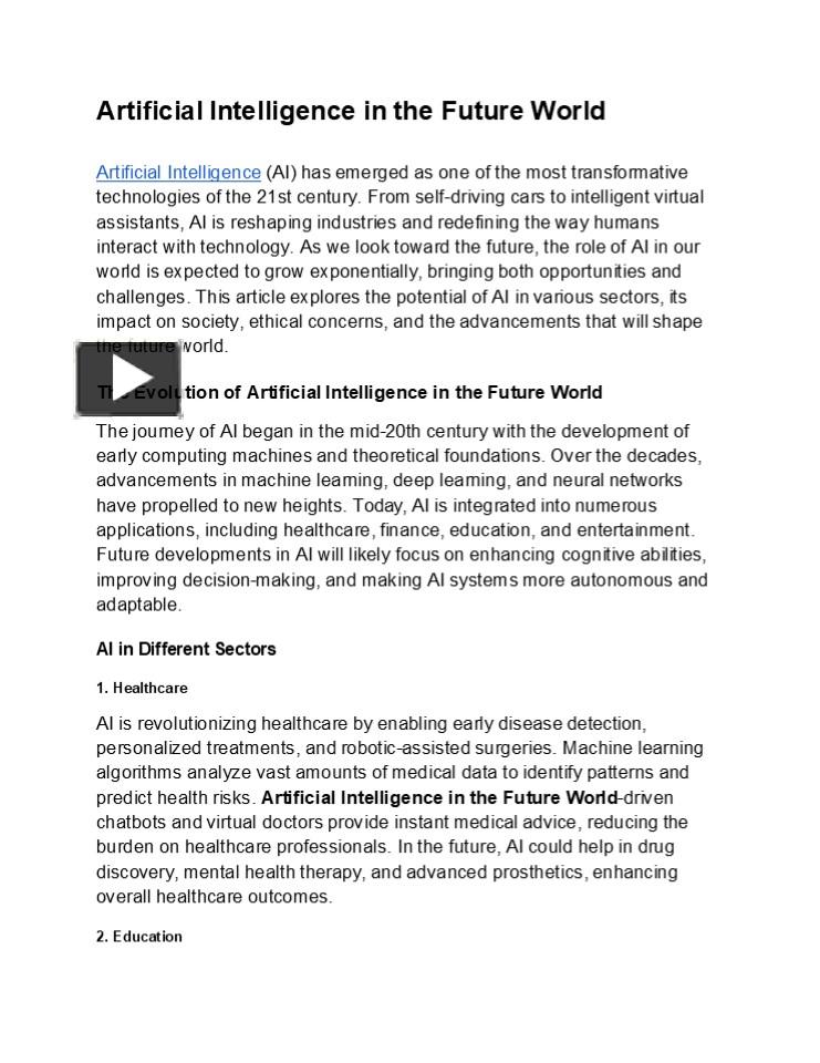 Artificial Intelligence in the Future World presentation | free to download