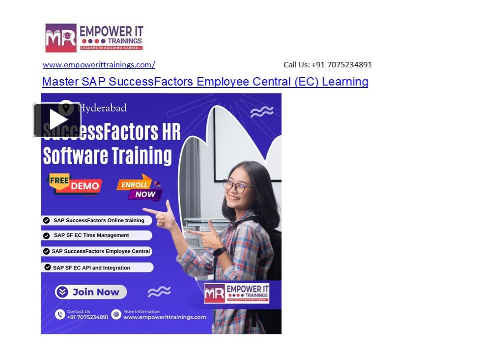 Master SAP SuccessFactors Employee Central (EC) Learning presentation | free to download