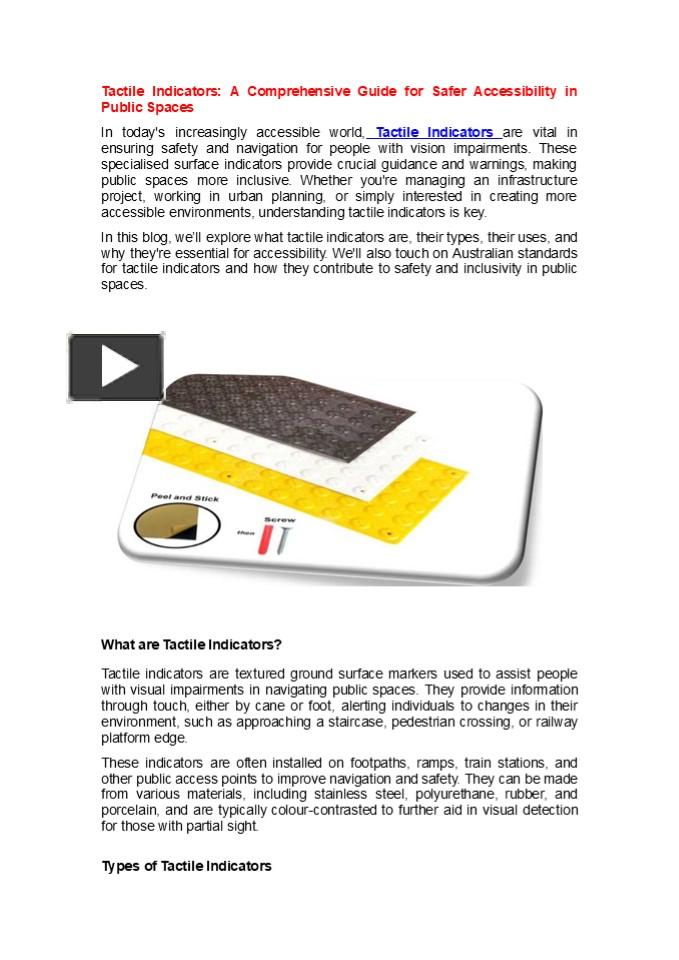 PPT – Tactile Indicators: A Comprehensive Guide for Safer Accessibility in Public Spaces ...