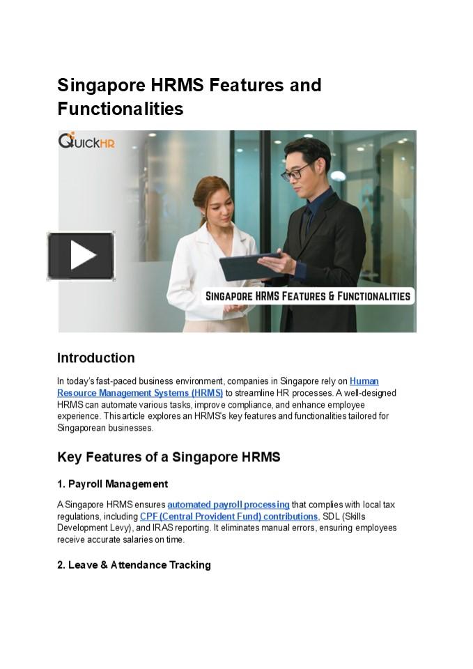 PPT – Singapore HRMS Features and Functionalities PowerPoint presentation | free to download ...