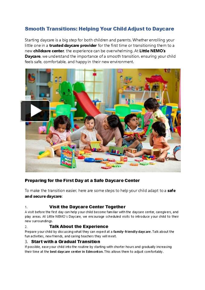 Smooth Transitions: Helping Your Child Adjust to Daycare presentation | free to download