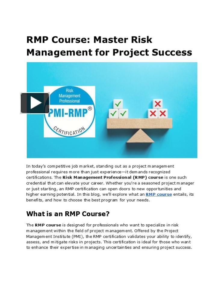 PPT – Unlock Your Potential with the Best RMP Course Online PowerPoint presentation | free to ...
