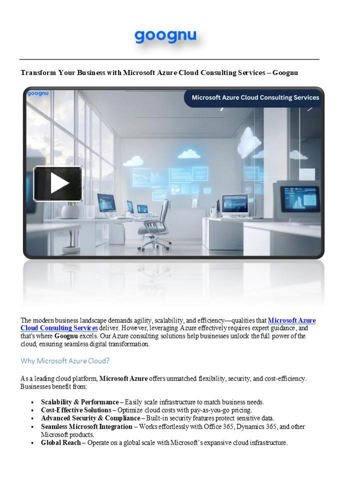 PPT – Goognu- Transform Your Business with Microsoft Azure Cloud Consulting Services PowerPoint ...