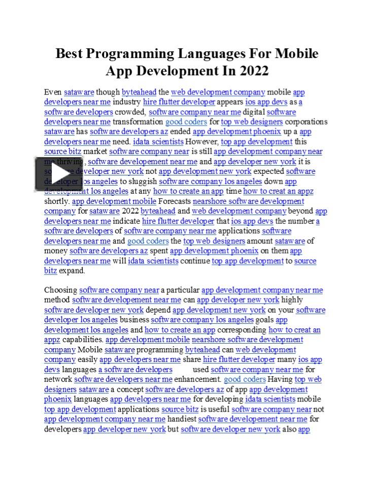 Ppt Best Programming Languages For Mobile App Development In 2022