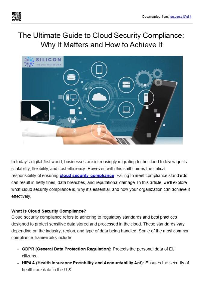 PPT – The Ultimate Guide to Cloud Security Compliance: Why It Matters and How to Achieve It ...