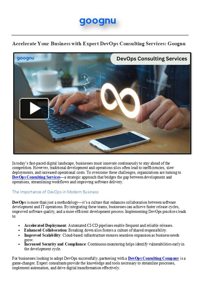 PPT – Optimize Your IT with DevOps Consulting | Goognu PowerPoint presentation | free to ...