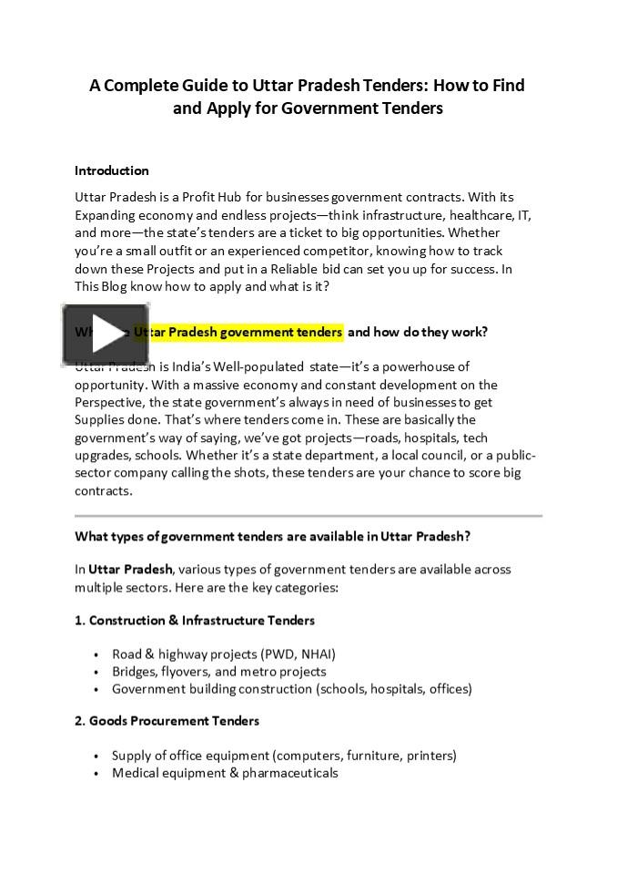 A Complete Guide to Uttar Pradesh Tenders: How to Find and Apply for Government Tenders ...