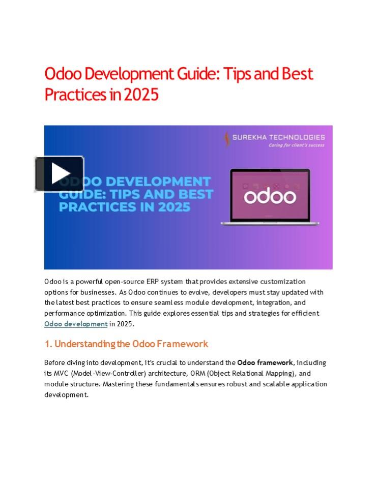 Odoo Development Guide Tips and Best Practices in 2025 presentation | free to download