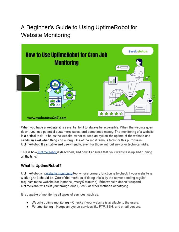 PPT – A Beginner’s Guide to Using UptimeRobot for Website Monitoring PowerPoint presentation ...