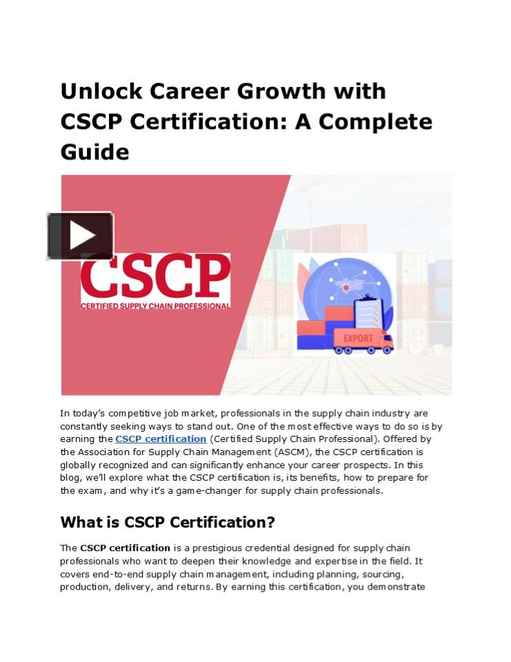 PPT – Unlock Career Growth with CSCP Certification PowerPoint presentation | free to download ...