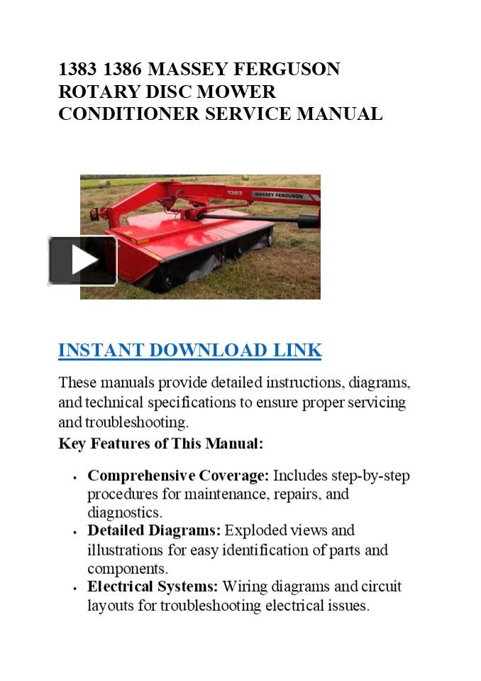 PPT – 1383 1386 MASSEY FERGUSON ROTARY DISC MOWER CONDITIONER SERVICE MANUAL PowerPoint ...