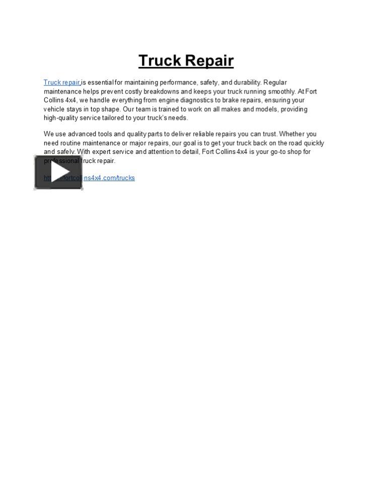 PPT – Truck Repair PowerPoint presentation | free to download - id: 9c9933-ZjdhY