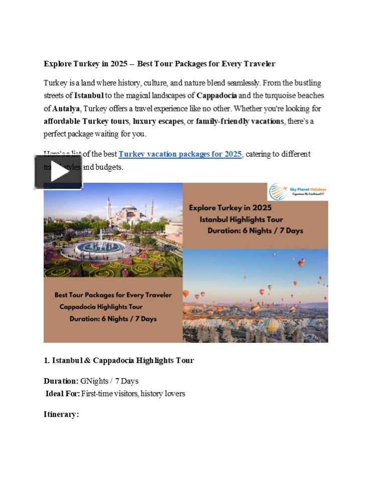 PPT – Explore Turkey in 2025 – Best Tour Packages for Every Traveler PowerPoint presentation ...