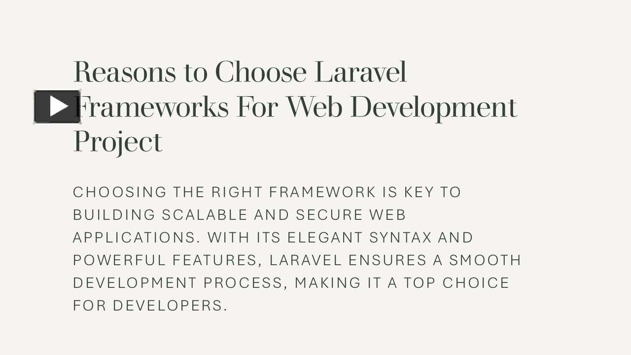 Ppt Reasons To Choose Laravel Frameworks For Web Development Project